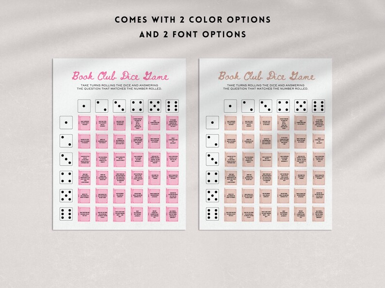 Book Club Questions Dice Game Printable, Book Club Icebreaker, Book ...