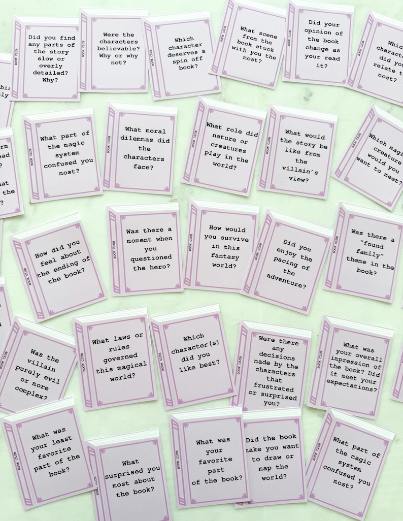 Fantasy Book Club Conversation Starters Printable | 60 Book Club ...