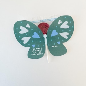 Kids Classroom Valentine: EDITABLE - Butterfly Valentine, Lollipop ...
