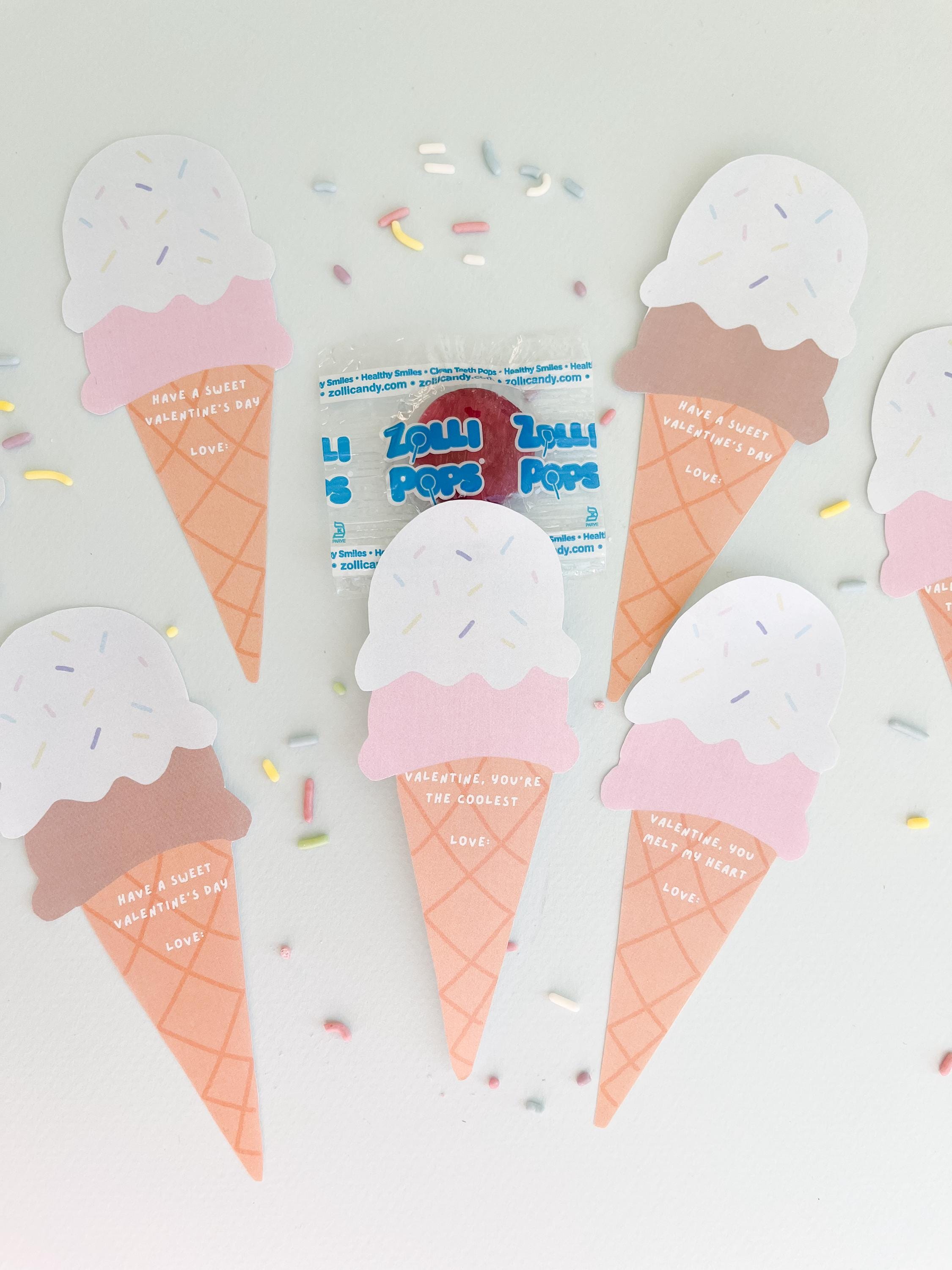Kids Classroom Valentine: Ice Cream Lollipop Valentine, Preschool ...