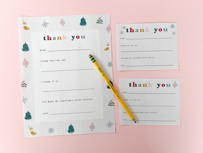 Fill in the Blank Printable Kids Christmas Thank You Note - Etsy
