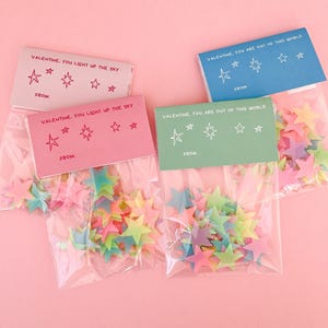 Star Valentine Bag Toppers - Glow in the Dark Star Valentine, Non-candy ...