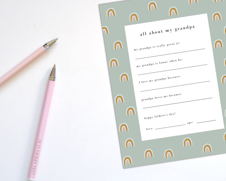 Father's Day Printable Interview for Kids, Includes Grandpa Interview ...
