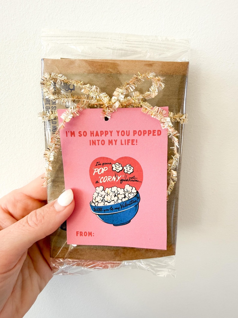 Class Valentines Printable Popcorn Valentine Tag, Non Candy Valentine ...