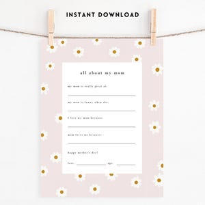 Mother's Day Printable Interview for Kids I Includes Grandma Interview ...