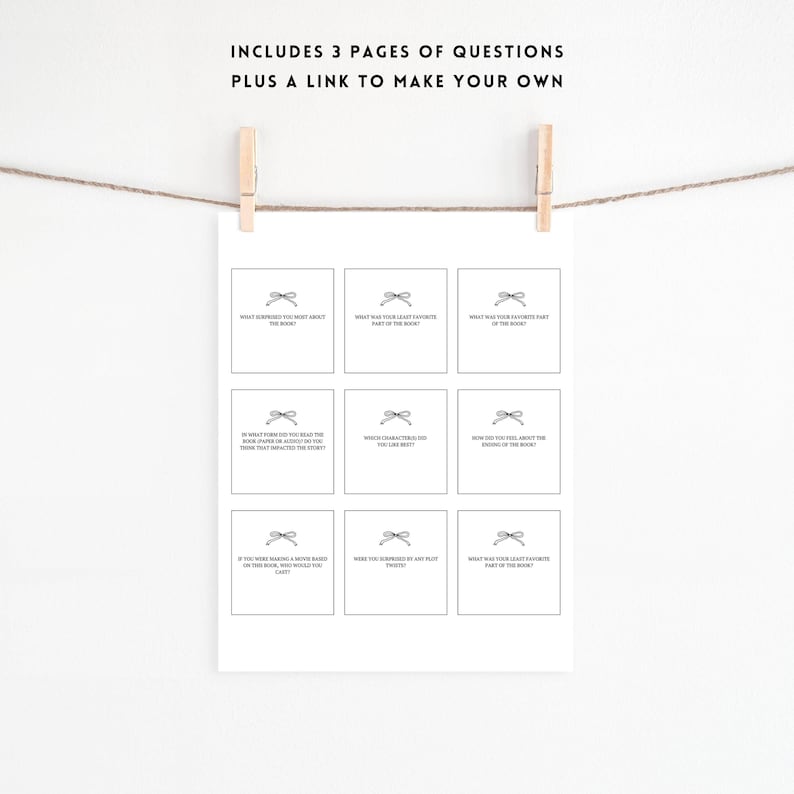 Book Club Discussion Questions- Customizable Printable Book Club ...