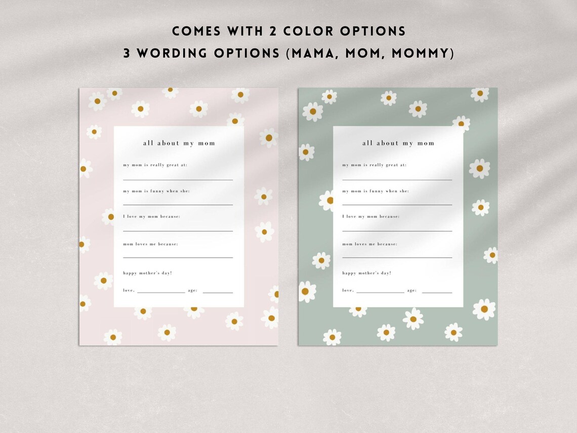 Mother's Day Printable Interview for Kids I Includes Grandma Interview ...