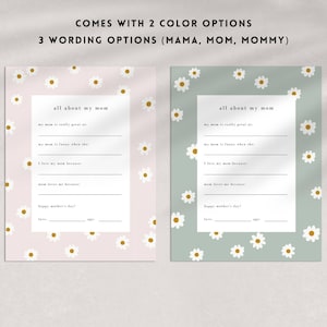 Mother's Day Printable Interview for Kids I Includes Grandma Interview ...