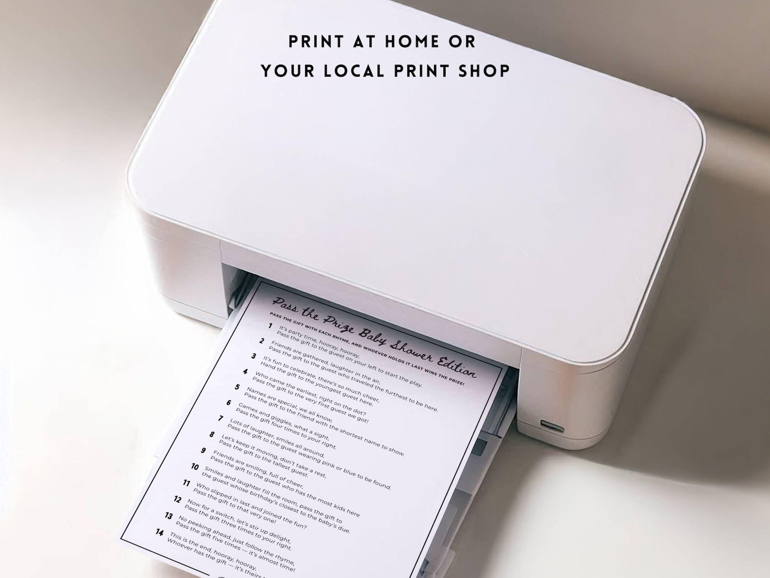 Baby Shower Pass the Gift Rhyme Game | Printable Gift Passing Poem ...