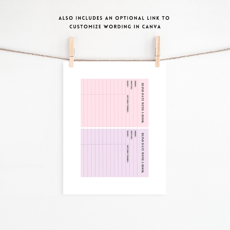 Blind Date With a Book Printable Library Card – Pick a Genre Book ...