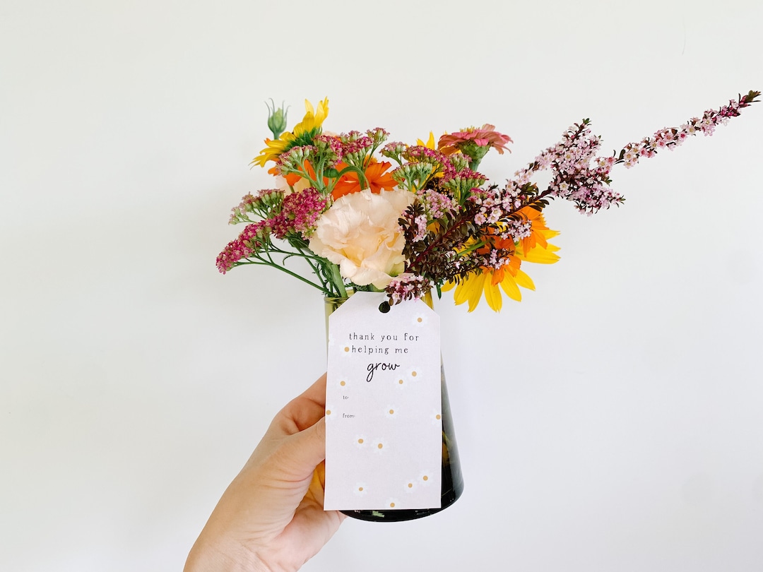 Printable Teacher Appreciation Gift Flower Gift Tag, Teacher Flower ...