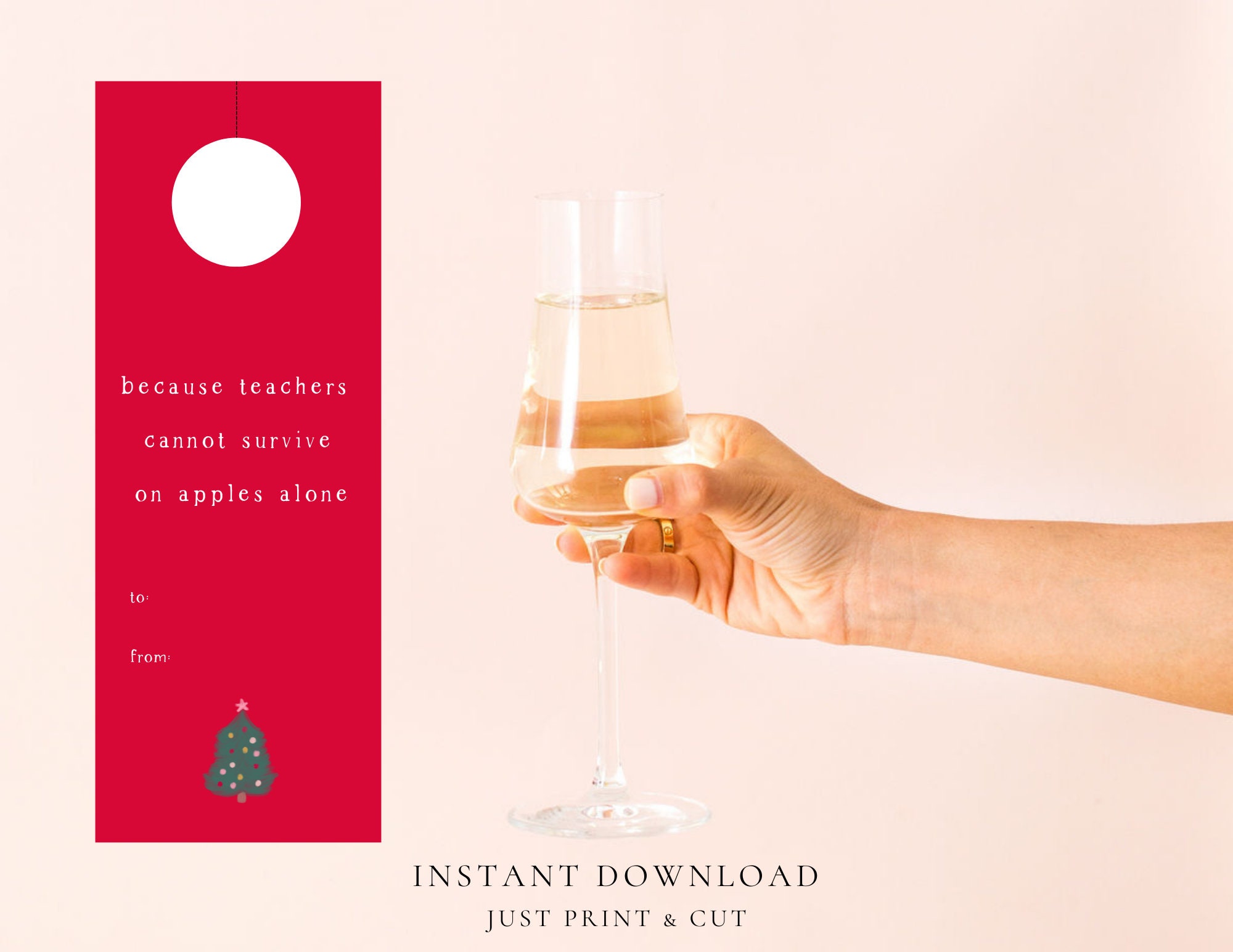 Printable Christmas Teacher Gift With Festive Wine Tags - Perfect for ...