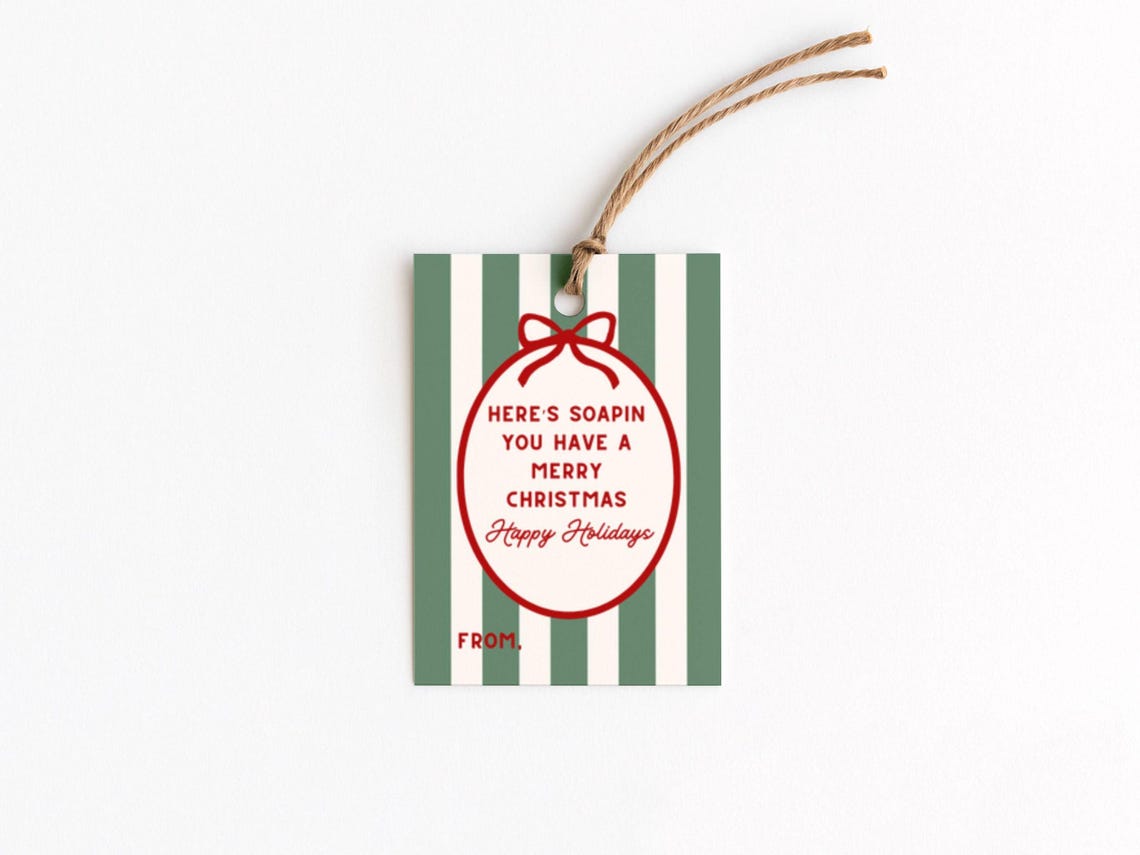 Christmas Soap Gift Tags Printable | Holiday Soap Gift Tag | Teacher ...