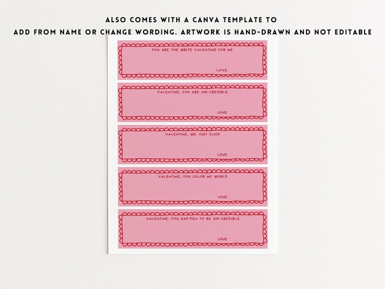 Class Valentines Printable | Pen Valentine DIY | Non Candy Classroom ...