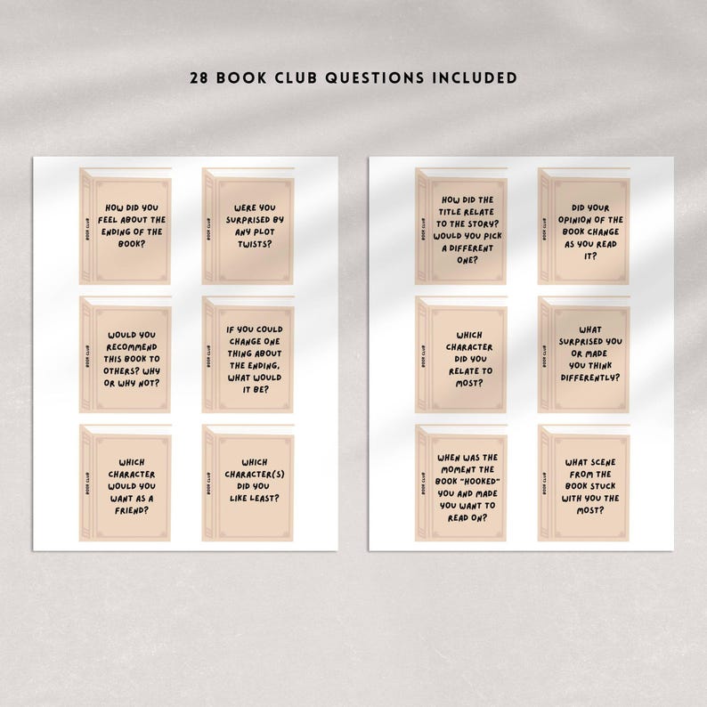 Book Club Conversation Starters Printable | 24 Book Club Questions ...