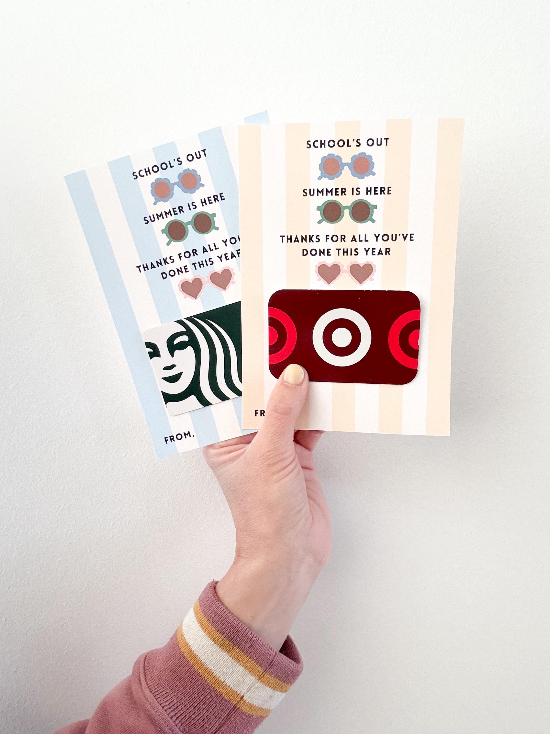 Printable End of School Year Gift Card Holder – Cute Teacher Thanks ...
