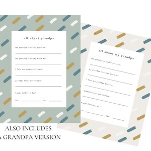 Father's Day Printable Interview for Kids, Includes Grandpa Interview ...
