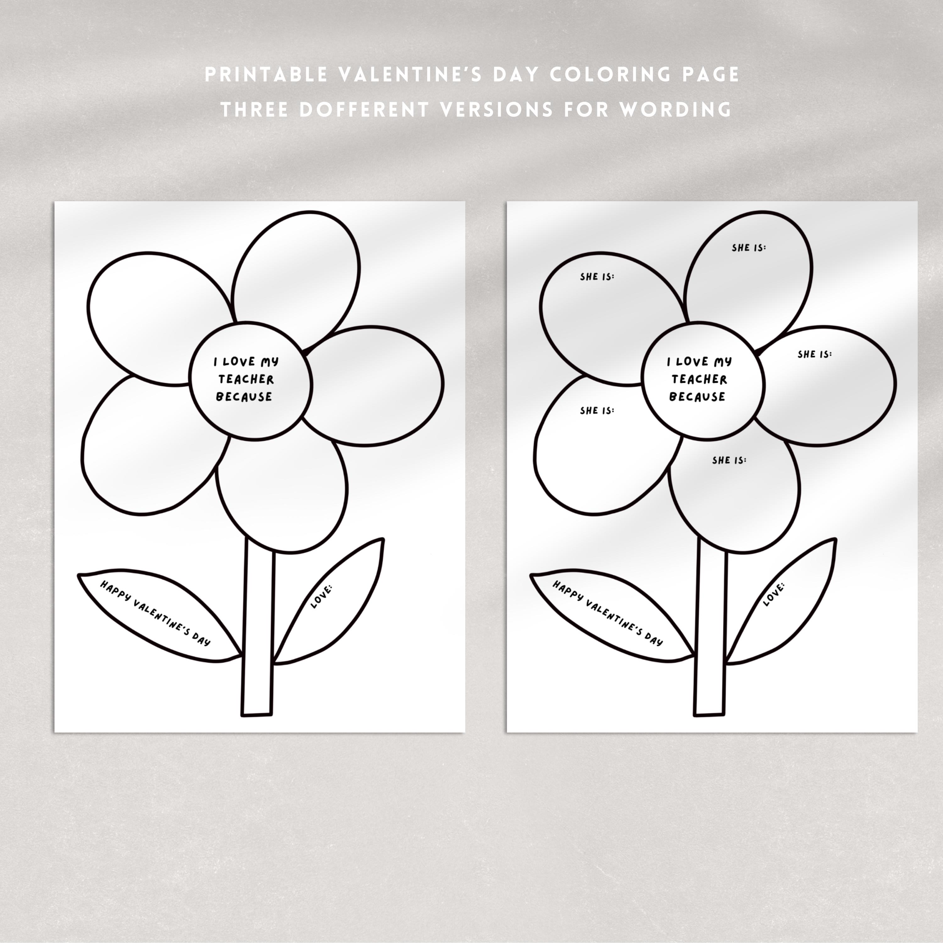 Printable Valentine’s Day Activity for Teachers - Kids Coloring Sheet ...