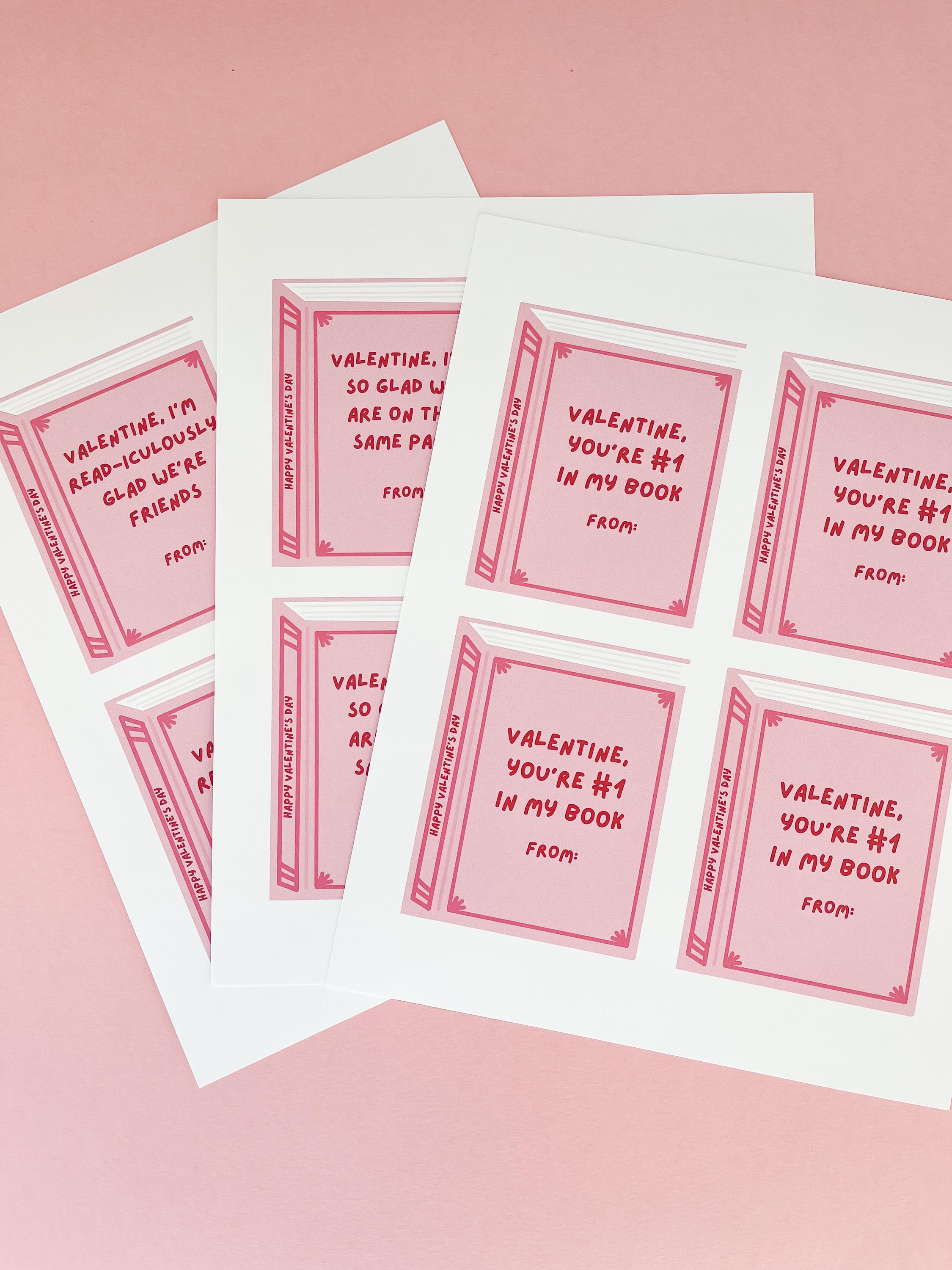 Printable Book Valentine for Classroom – Non-candy Valentines, Bookmark ...