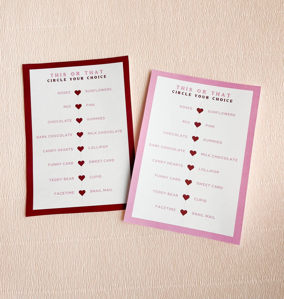 Valentine's Day Printable Game: Valentine's THIS or THAT Game Kids ...