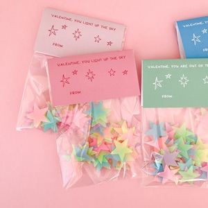 Star Valentine Bag Toppers - Glow in the Dark Star Valentine, Non-candy ...