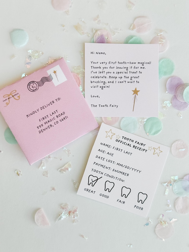 12 Printable Tooth Fairy Letter Set - Toothfairy Notes: Mini Tooth ...