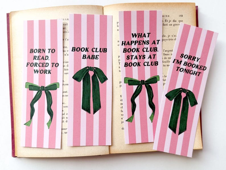 Book Club Bookmark Printable, Book Lover Gift, Cute Bookmark for Her ...