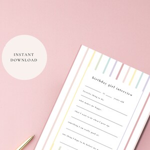 Birthday Interview Printable, Birthday Questionnaire, Birthday ...