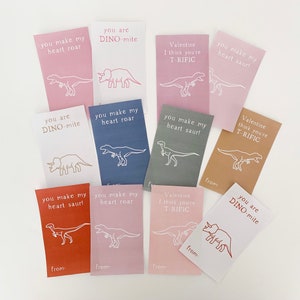 Dino Valentines Cards, Digital Printable Dinosaur Valentine Cards, Set ...