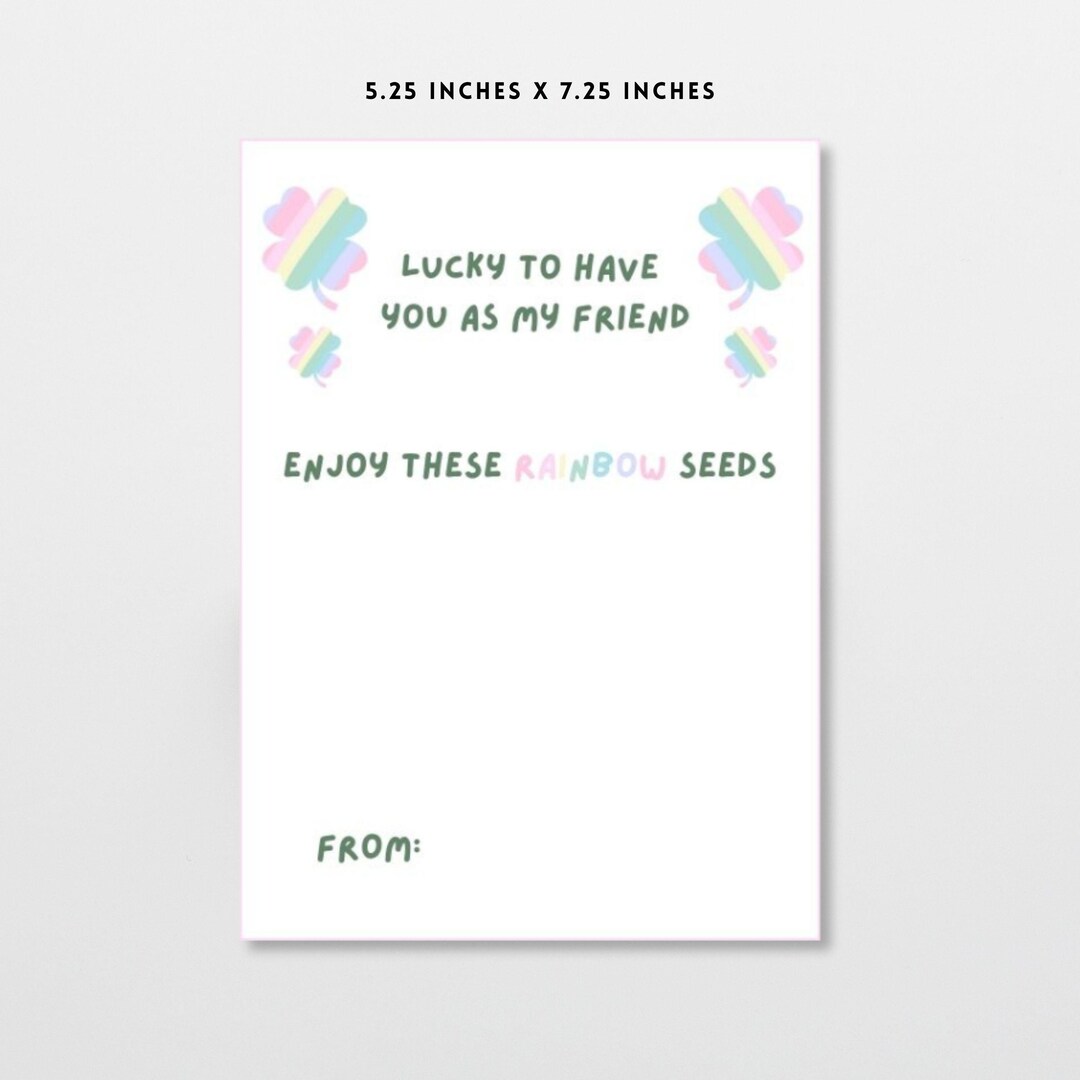 Printable Rainbow Seeds Treat Tag, Pastel Rainbow Shamrock Classroom ...