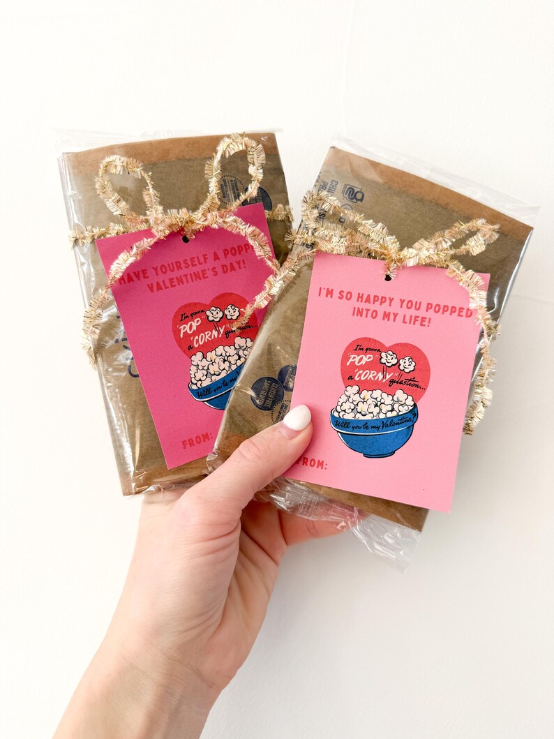Class Valentines Printable Popcorn Valentine Tag, Non Candy Valentine ...