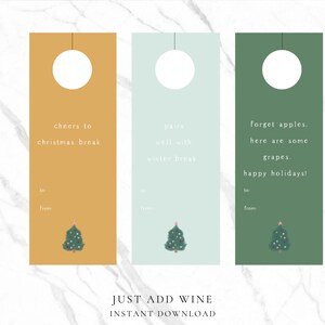 Printable Christmas Teacher Gift With Festive Wine Tags - Perfect for ...