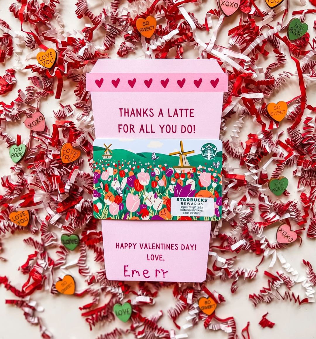 Valentine's Day Coffee Gift Card Holder- Thanks a Latte - Perfect for ...