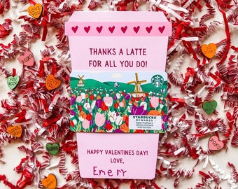Thanks A Latte Valentines Day Gift Card Holder, Printable Valentine's ...