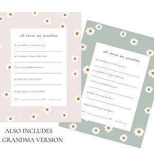 Mother's Day Printable Interview for Kids, Includes Grandma Interview ...