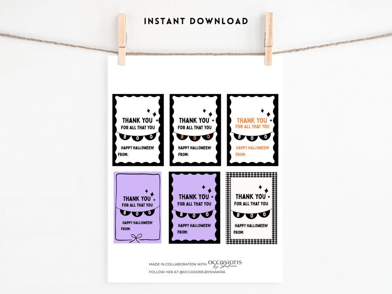 Halloween Teacher Gift Tags | Printable Thanks for All You BOO Gift Tag ...