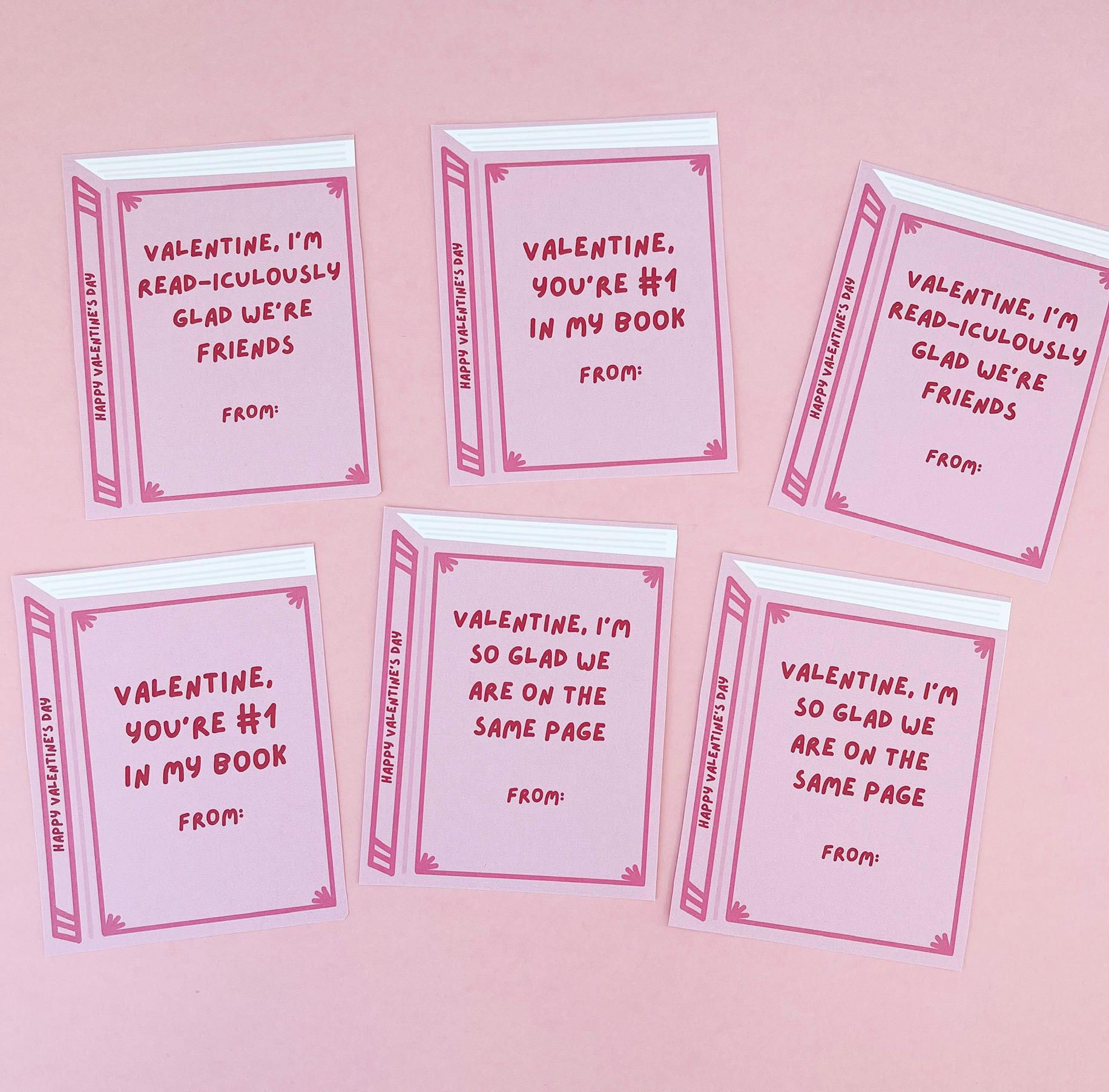 Printable Book Valentine for Classroom – Non-candy Valentines, Bookmark ...