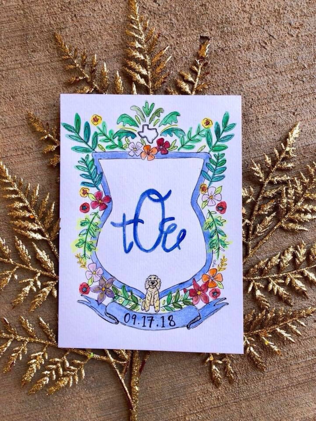 Water Color Wedding Crest Water Color Family Crest Painted - Etsy