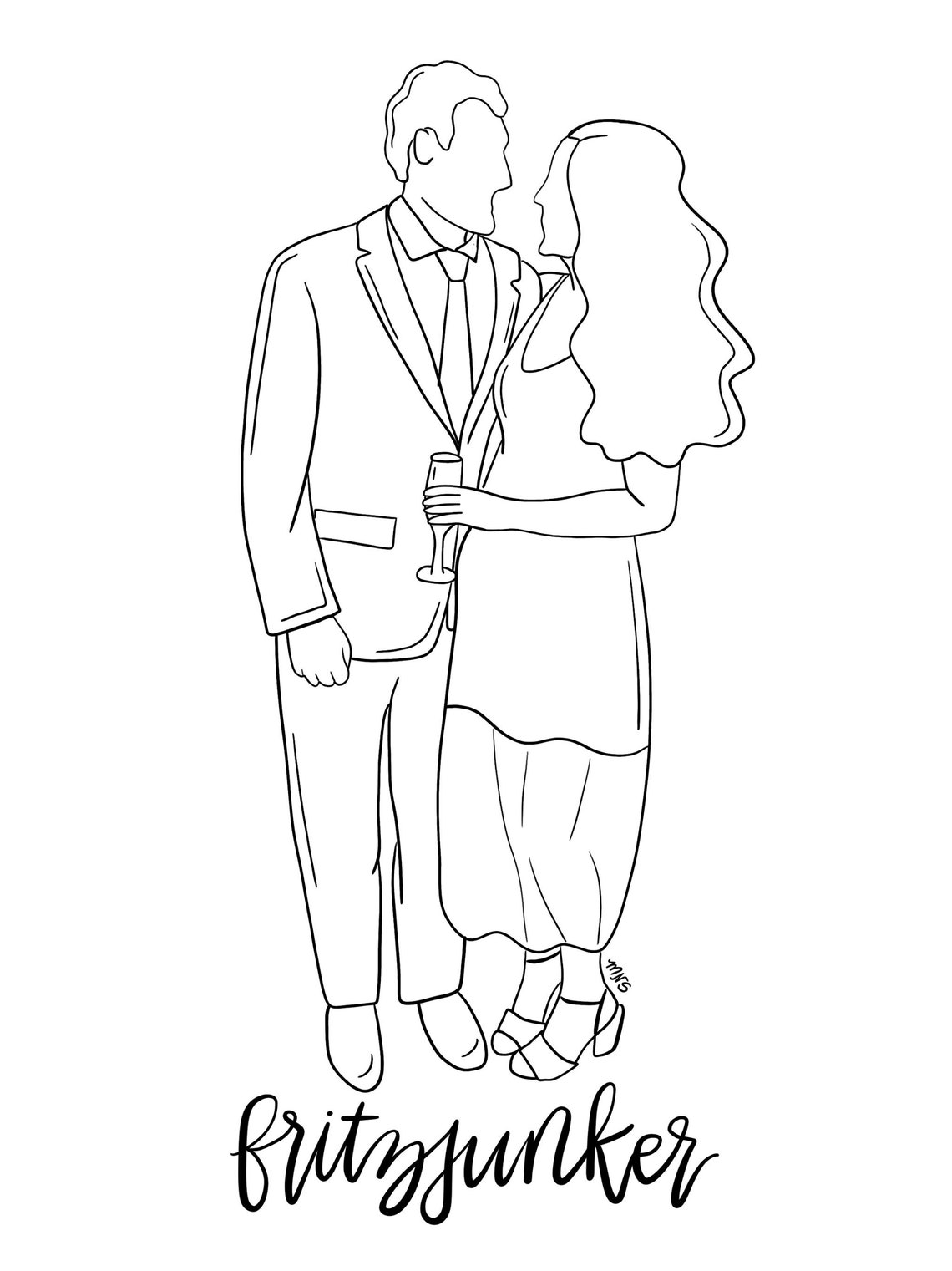 Couple Outline One to Two People Outline Drawing Two Person | Etsy