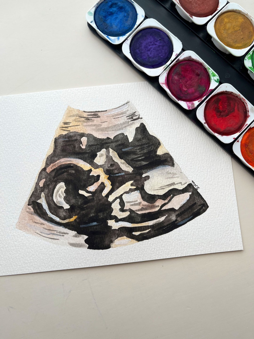 Sonogram Watercolor Painting Sonogram Art Work, Baby Shower Gift, Baby ...