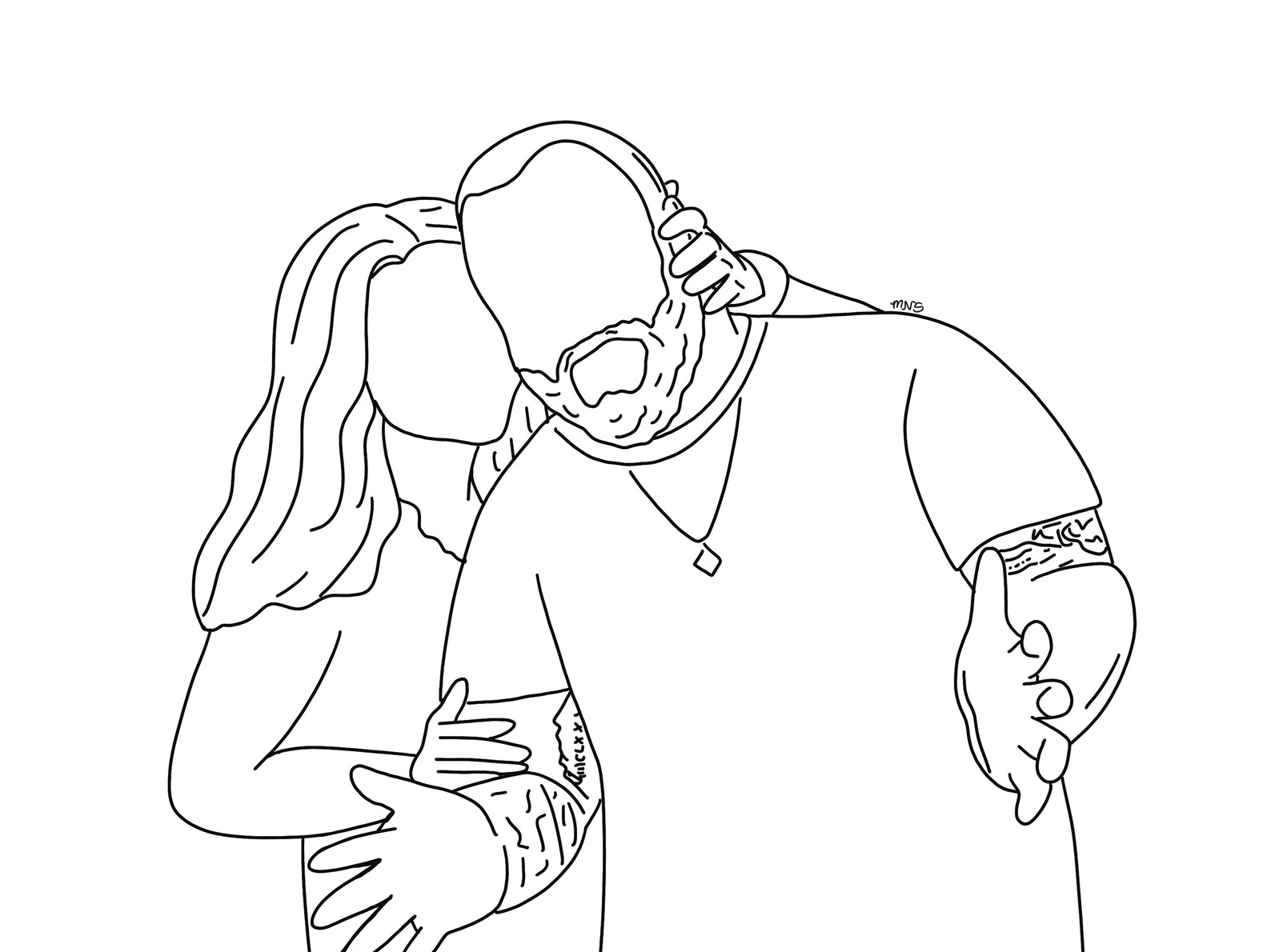 Couple Outline, One to Two People Outline Drawing, Two Person Sketch ...