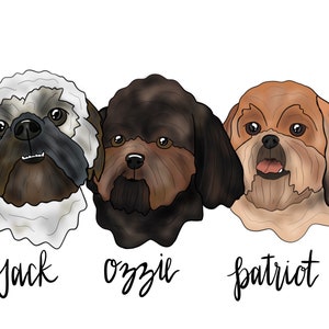 Three Pet Digital Pet Portrait, Digital Dog Portrait, Digital Cat ...