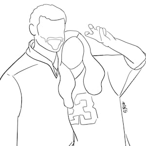 Couple Outline, One to Two People Outline Drawing, Two Person Sketch ...