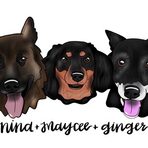 Three Pet Digital Pet Portrait, Digital Dog Portrait, Digital Cat ...