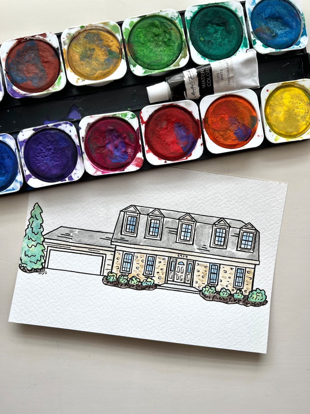 Custom Hand Painted Water Color Home Painting and Sorority House ...