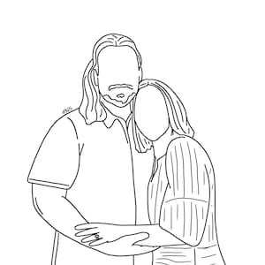 Couple Outline, One to Two People Outline Drawing, Two Person Sketch ...