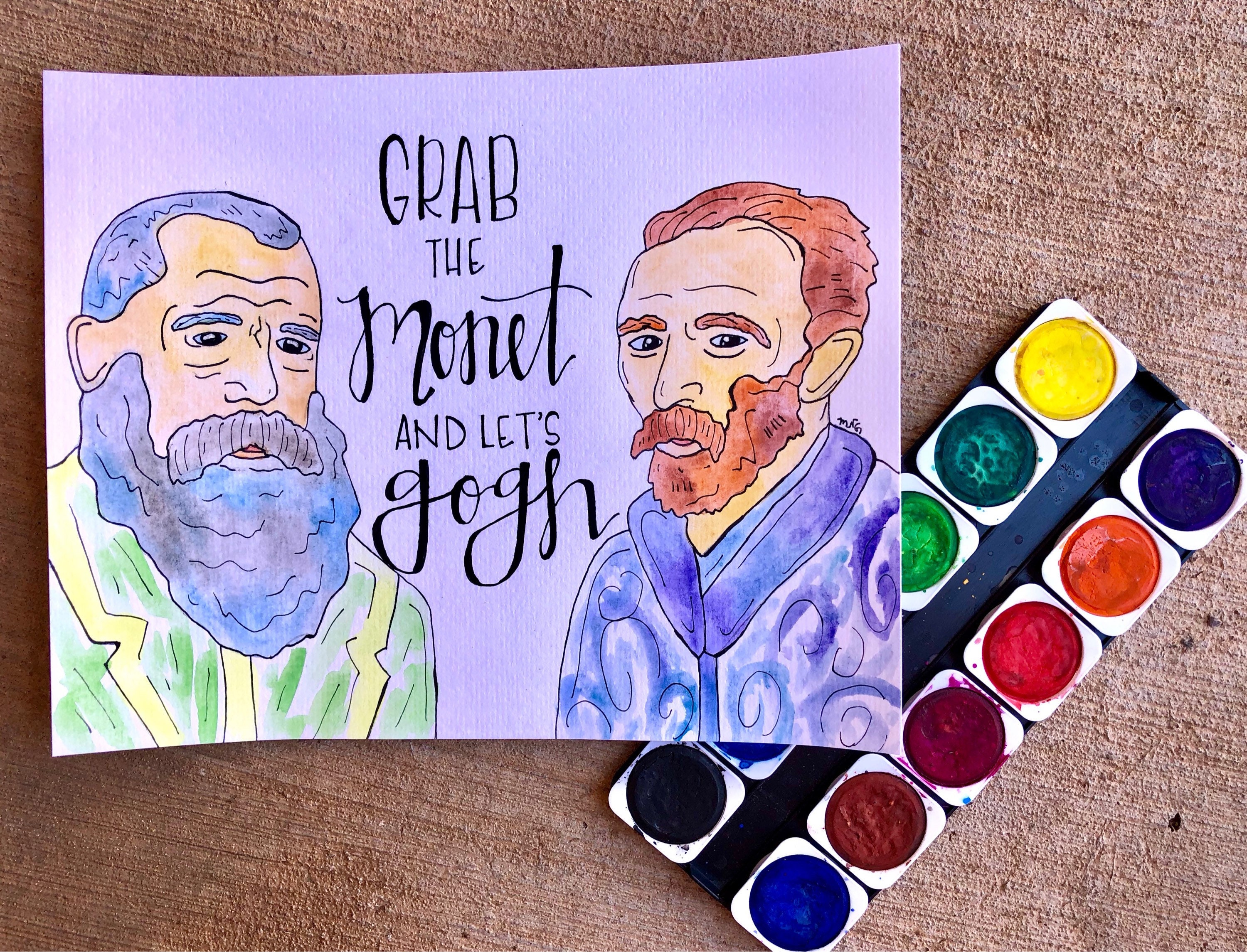 Vincent Van Gogh & Claude Monet Art Pun Print Artist Pun | Etsy