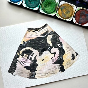 Sonogram Watercolor Painting Sonogram Art Work, Baby Shower Gift, Baby ...