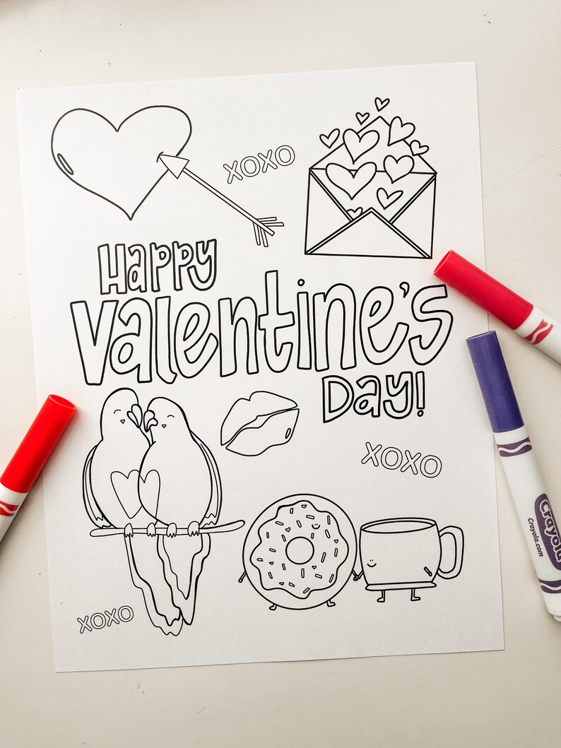 Happy Valentines Day Coloring Sheet, Valentines Day Drawing Page ...