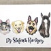 Hand Painted Multiple Pet Portrait, Pet Water Color Portrait, Pet ...